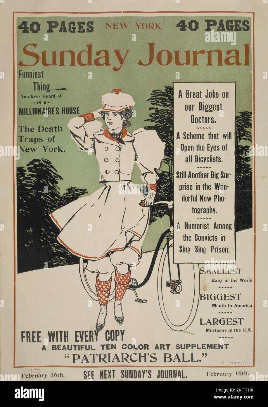 New York Sunday journal. February 16th. 1896, c1893 - 1897 Stock Photo ...