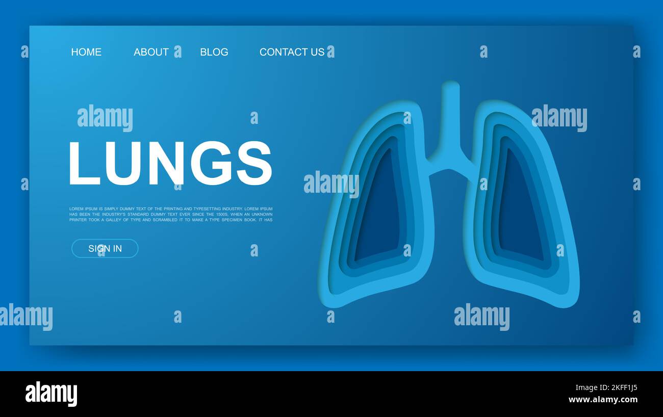 Lungs 3d low poly website template. Respiratory system paper cut ...