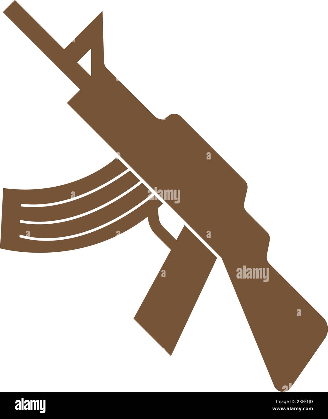 An assault riffle icon in a brown color isolated on a white background ...