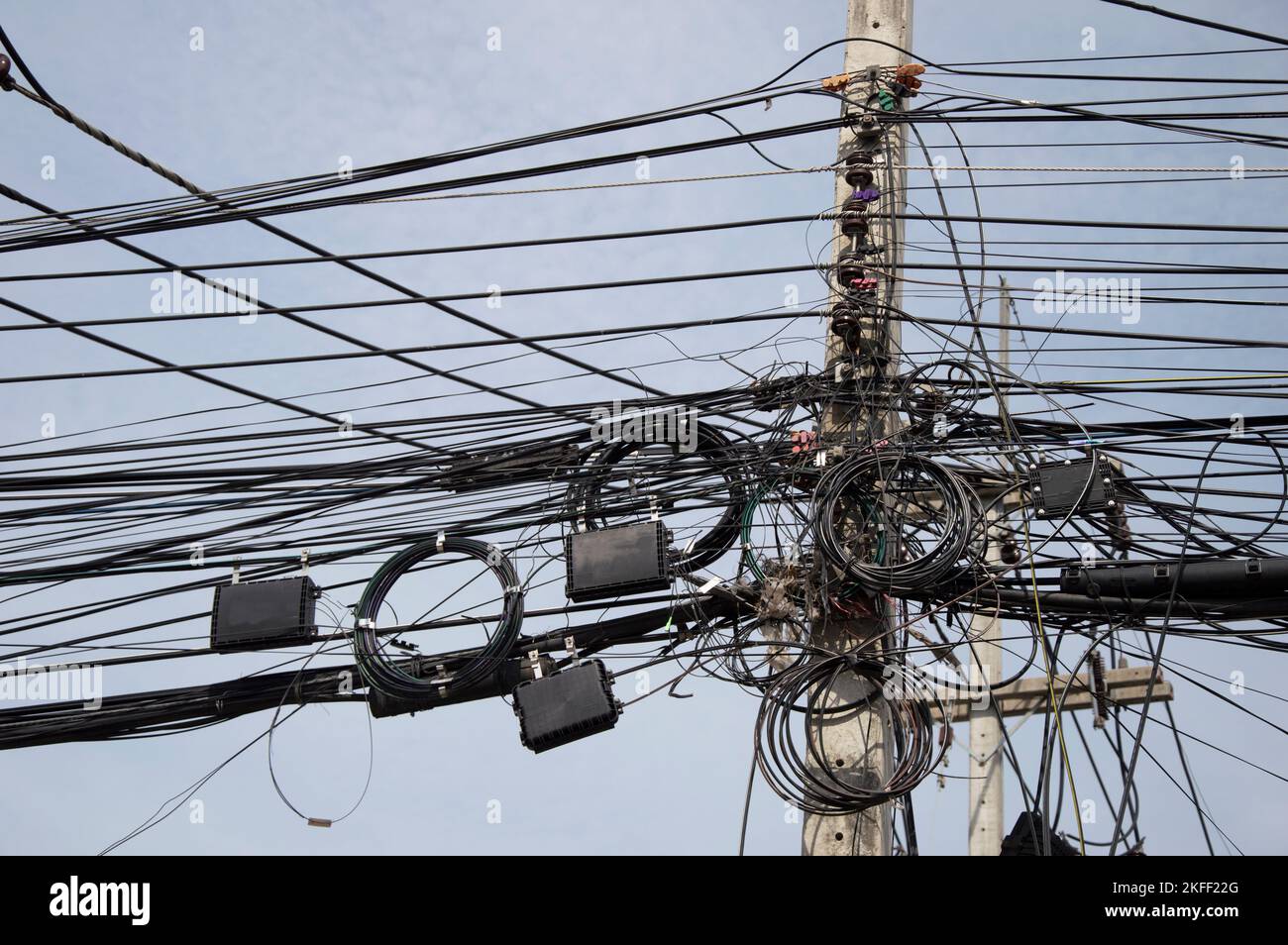 The image of the wires installed on the poles is very cluttered and ...