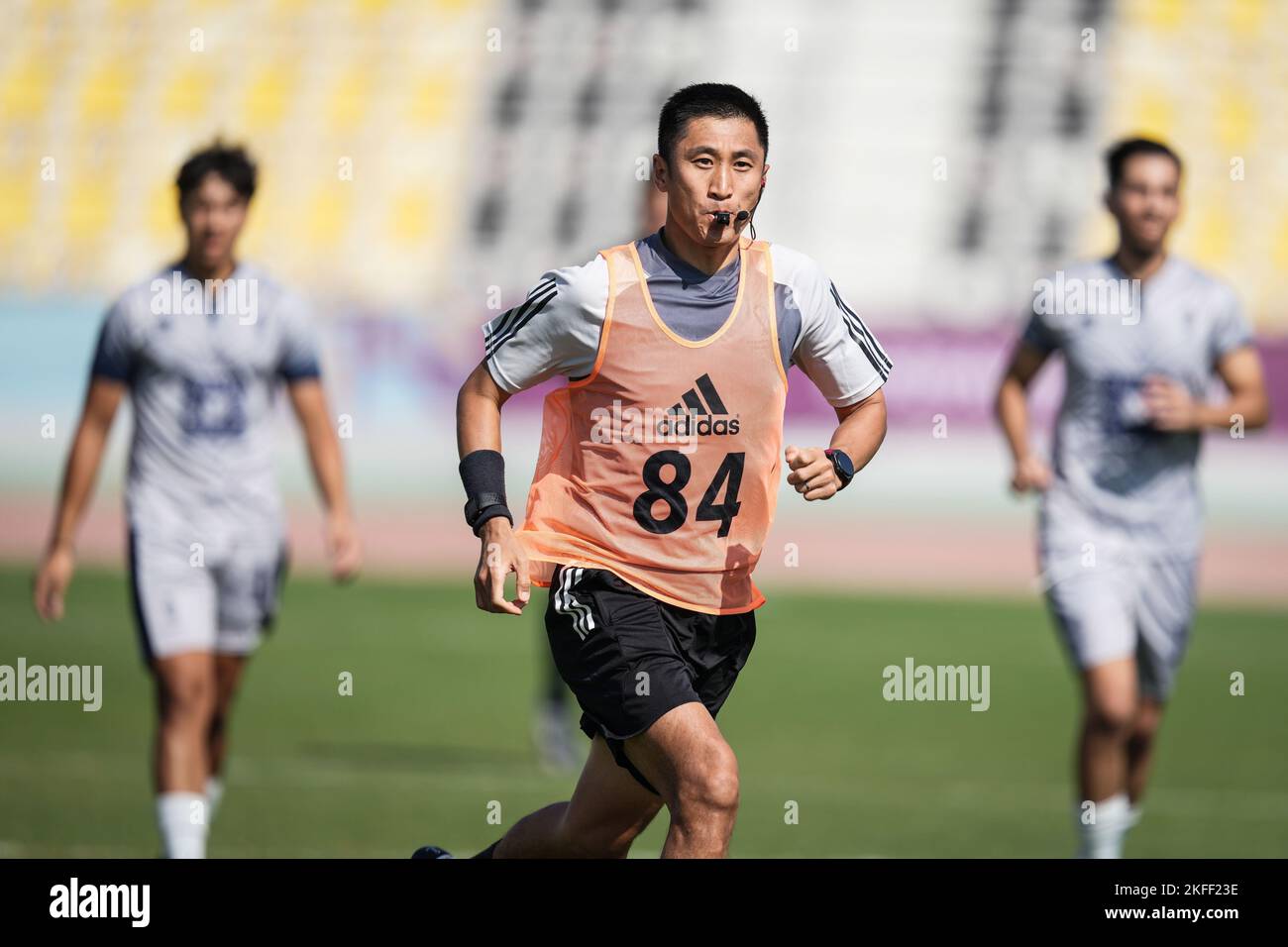 Doha, Qatar. 18th Nov, 2022. Chinese referee Ma Ning attends a practice session at Qatar Sports ...