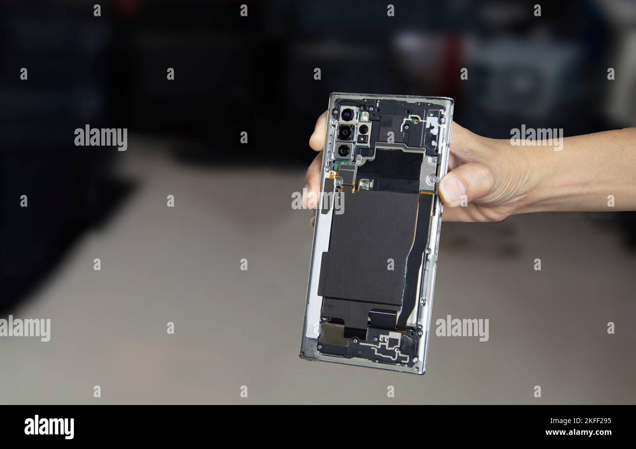 Picture of a smartphone removed from the back, smartphone repair (with ...