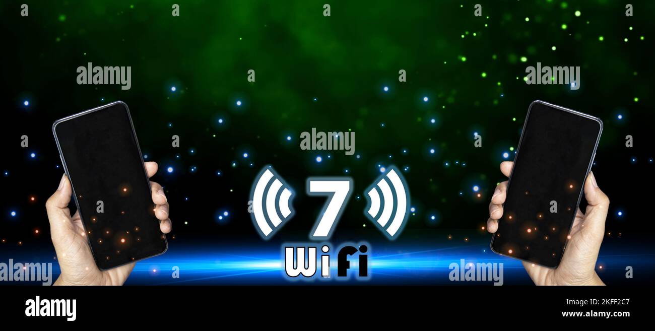 concept man using wifi technology 7 connected to the internet world ...