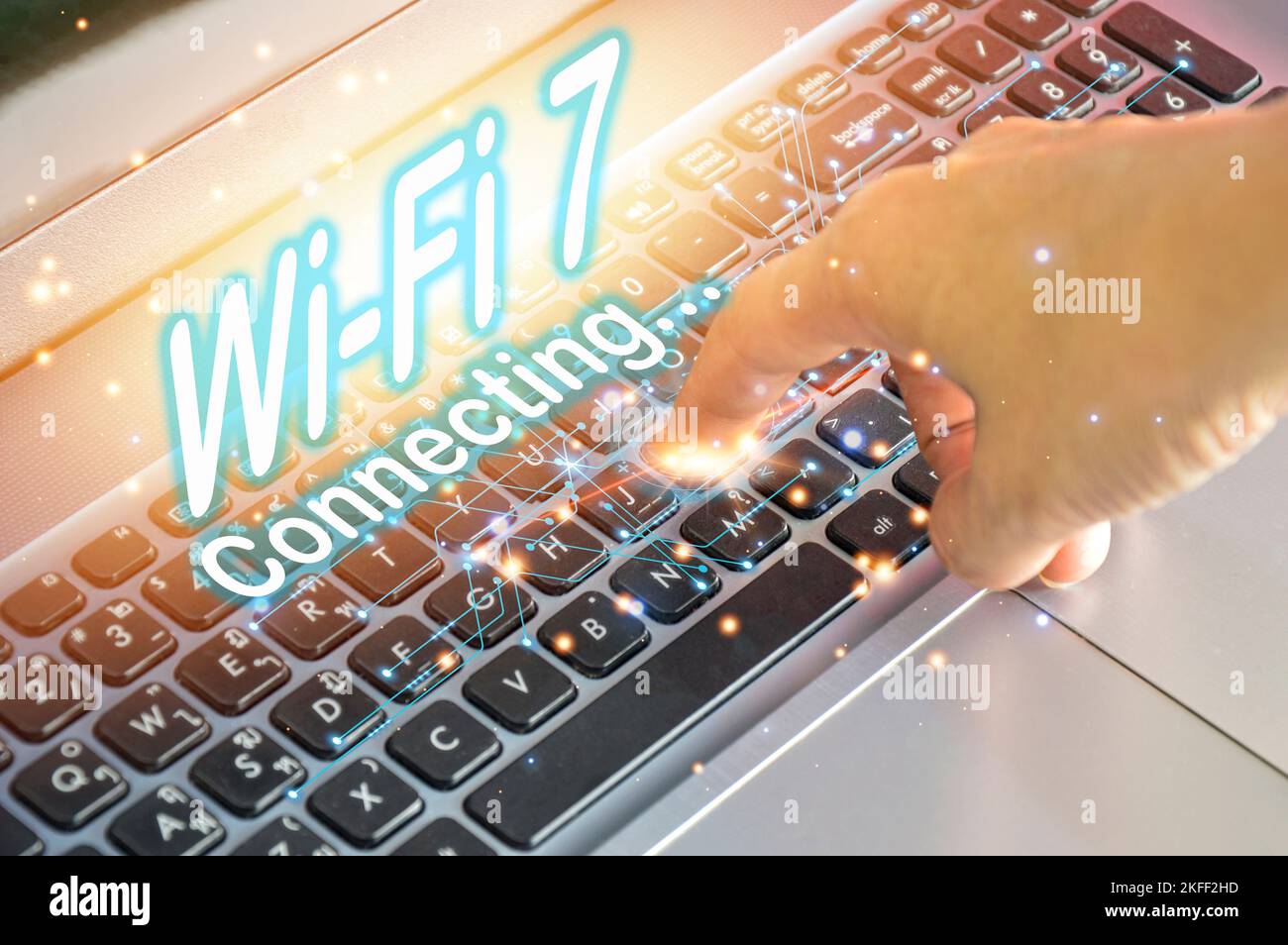 concept man using wifi technology 7 connected to the internet world ...