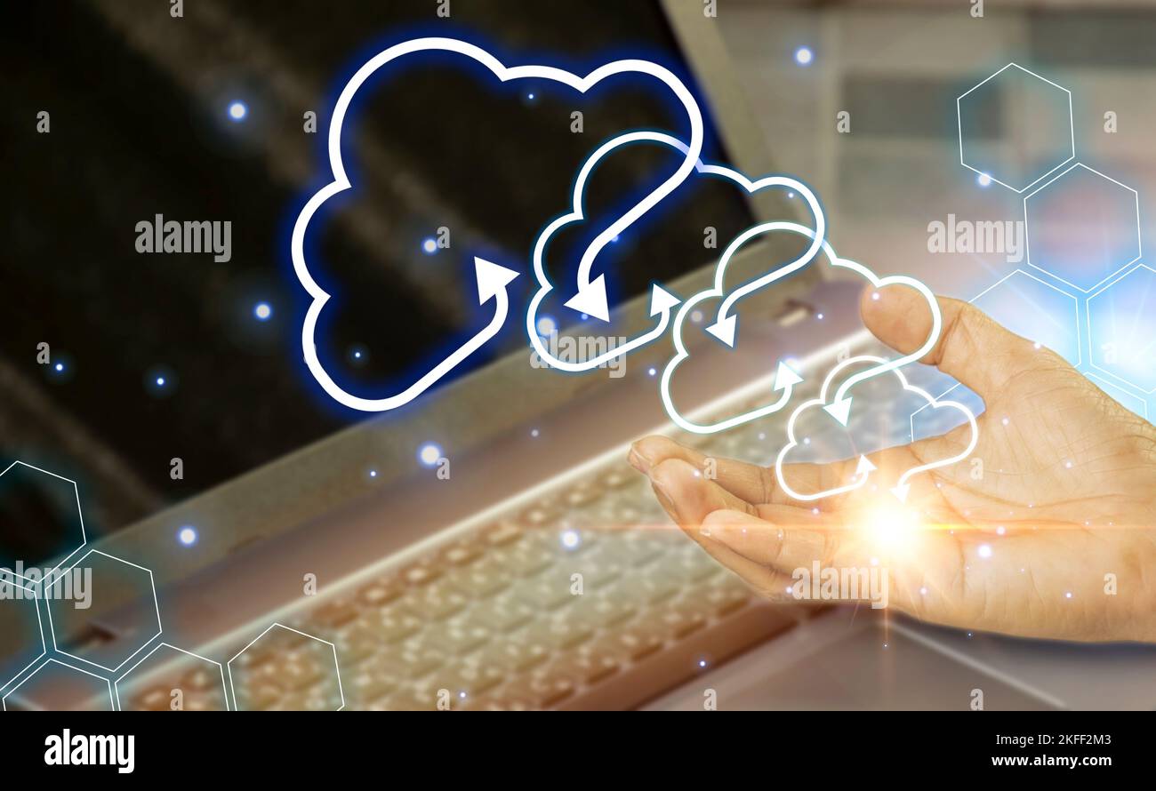 Cloud computing concept - connect device to cloud business man or ...