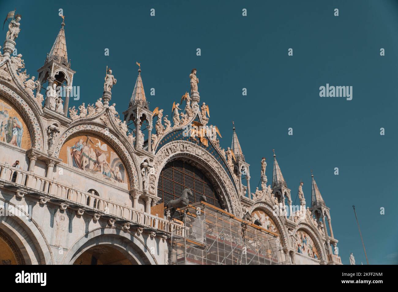 A beautiful view of The Saint Mark's Basilica on a sunny day under a ...