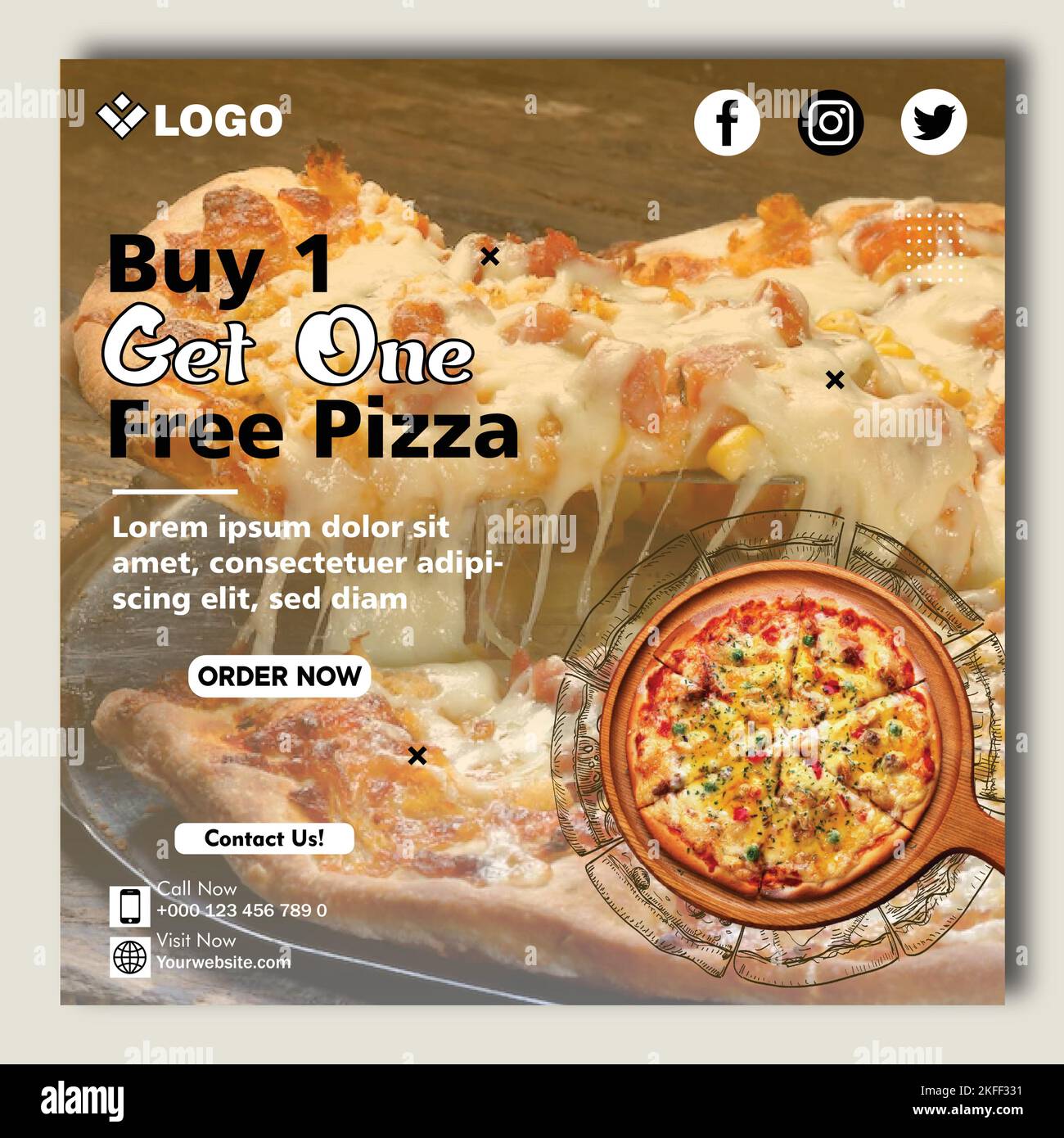 Business Corporate Social Media Post Template For Pizza Restaurant ...