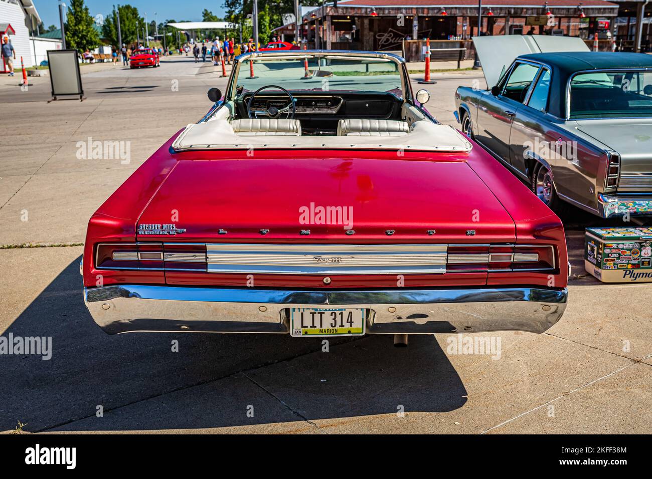 Des Moines, IA - July 03, 2022: High perspective rear view of a 1968 ...