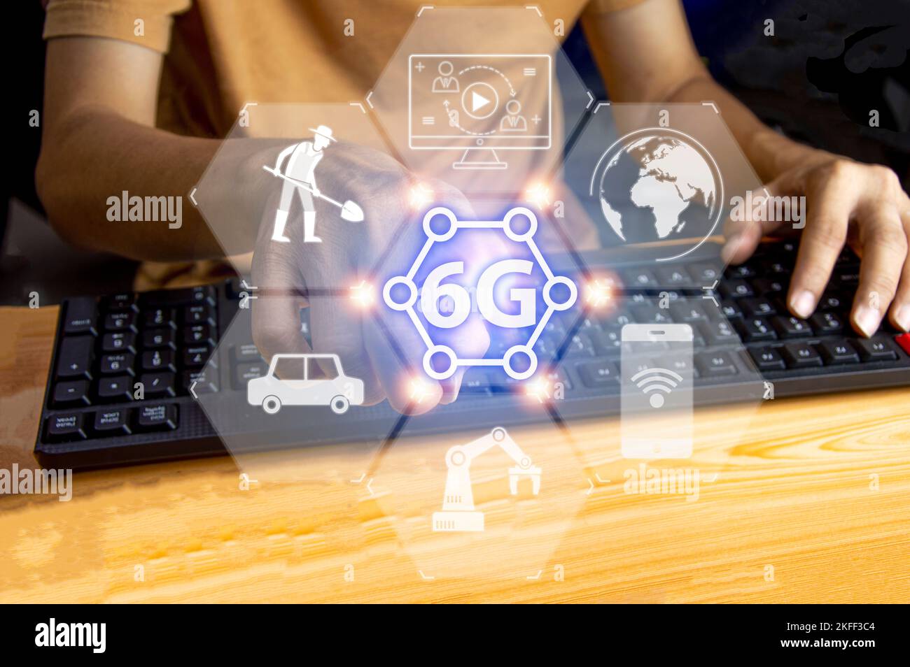 6G network concept, high speed mobile internet New age network ...