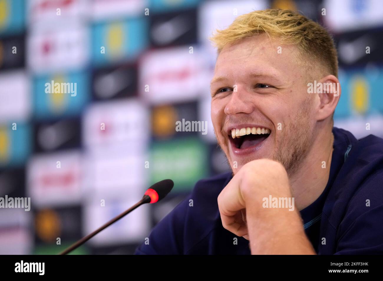 England goalkeeper Aaron Ramsdale during a press conference at the Al ...