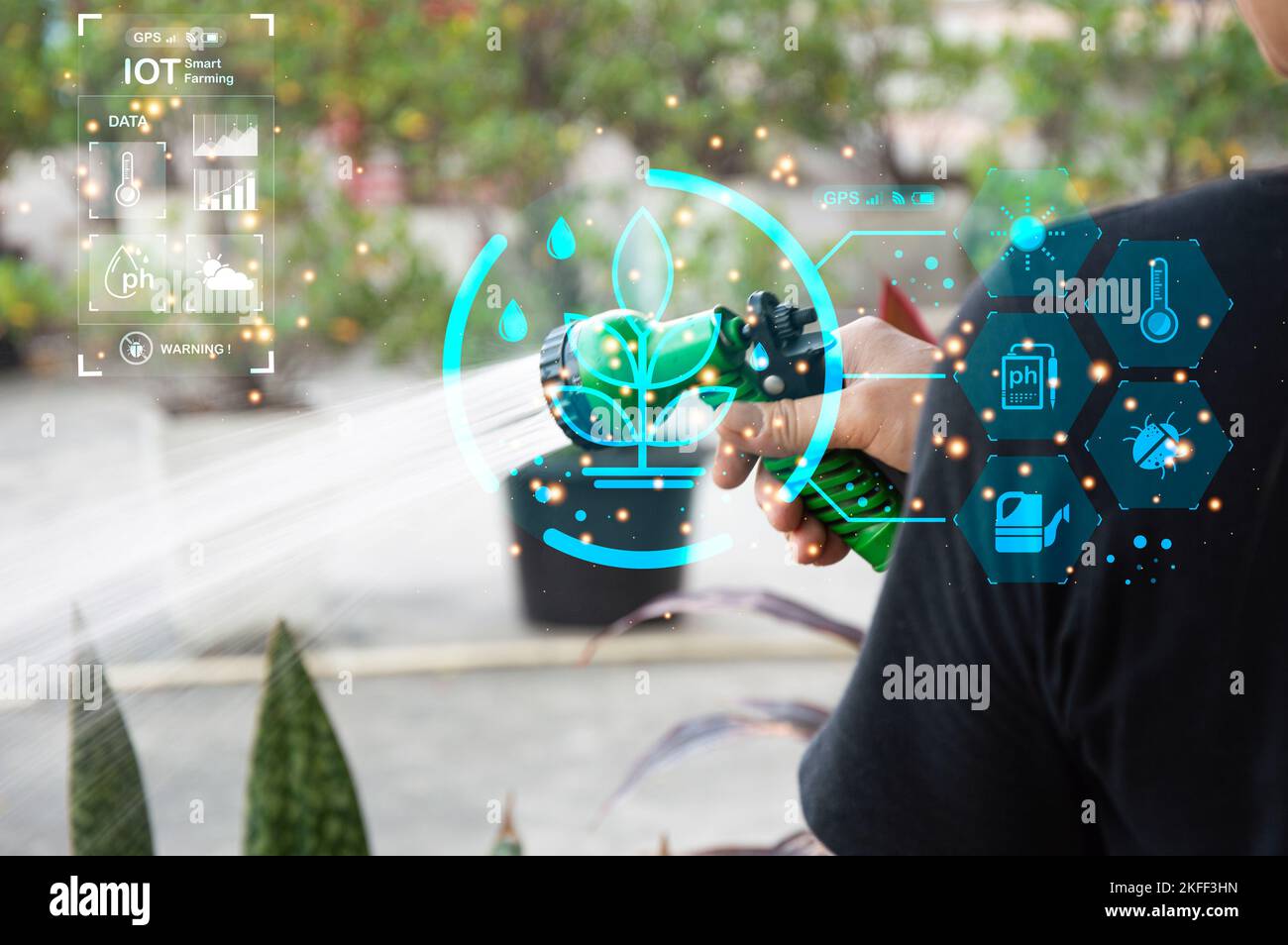 water management is essential in agriculture,smart farm concept Stock ...