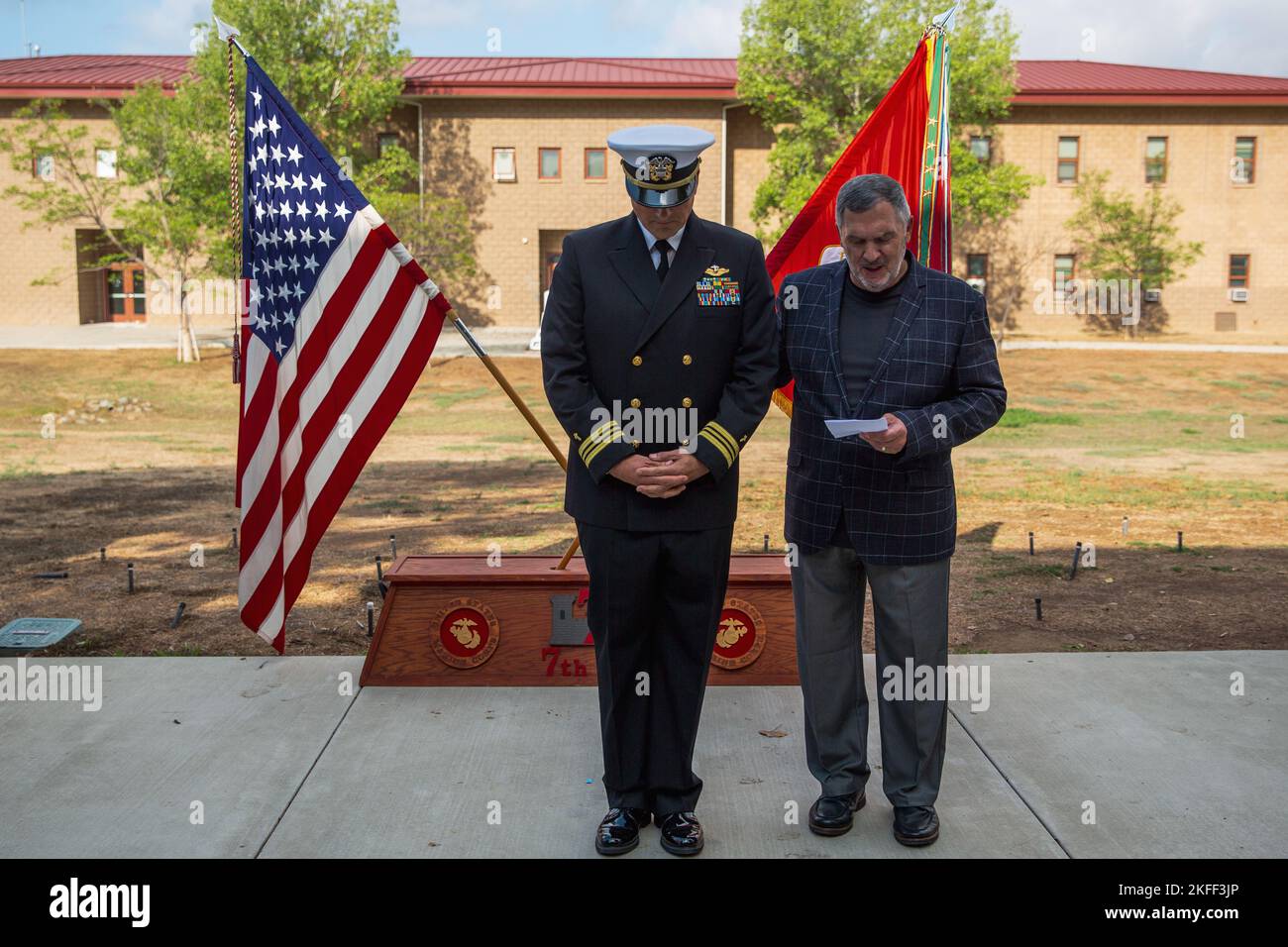 U.S. Navy Lt. Cmdr. Ryan Krause, left, a chaplain with 7th Engineer ...