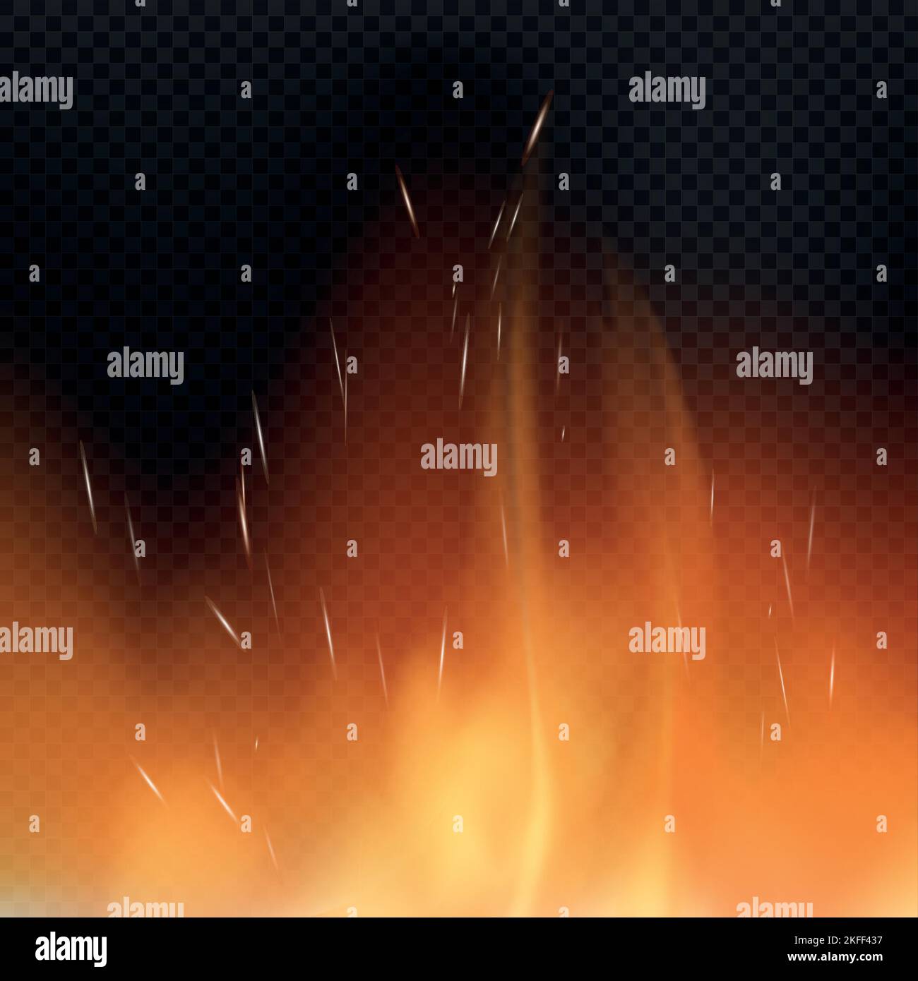 Realistic red-yellow fire on a dark background - Vector illustration ...