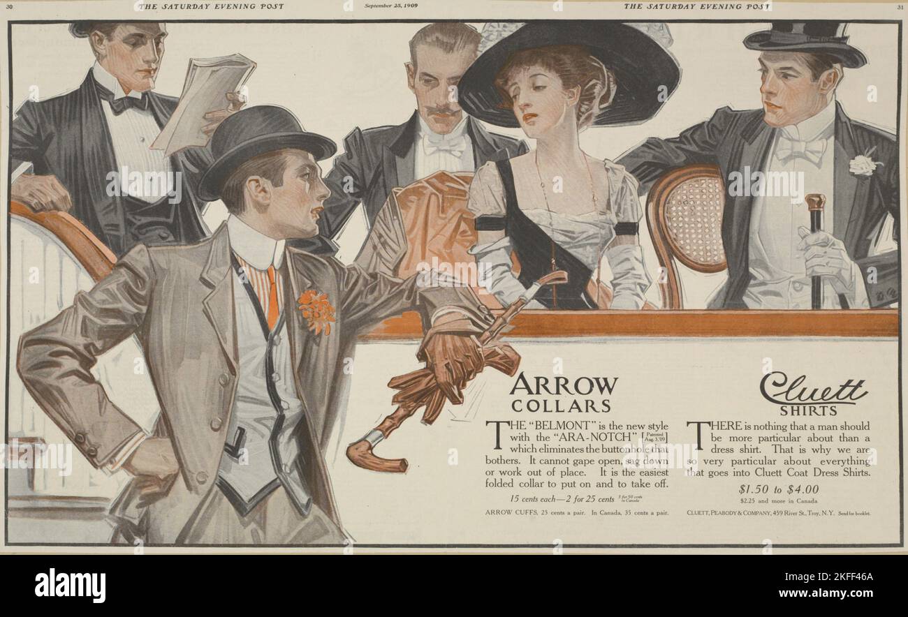 Arrow collars, Cluett shirts, c1909-09-25 Stock Photo - Alamy
