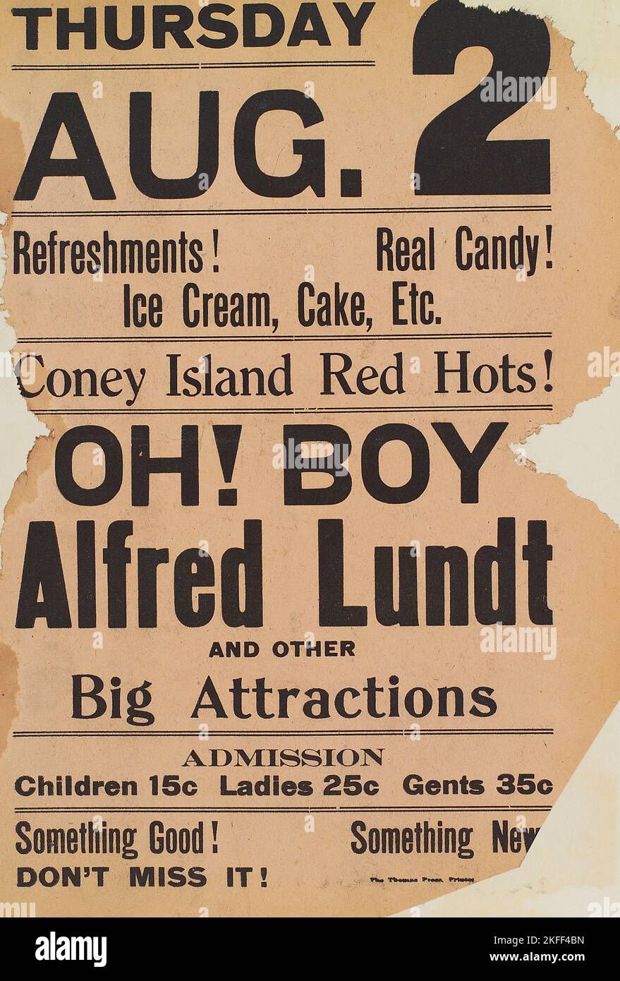 Poster for August 2, 1910 stage production Oh! Boy starring Alfred Lunt ...