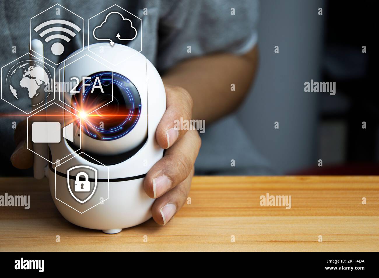The concept of using IP cameras for security,White ip camera lies on ...