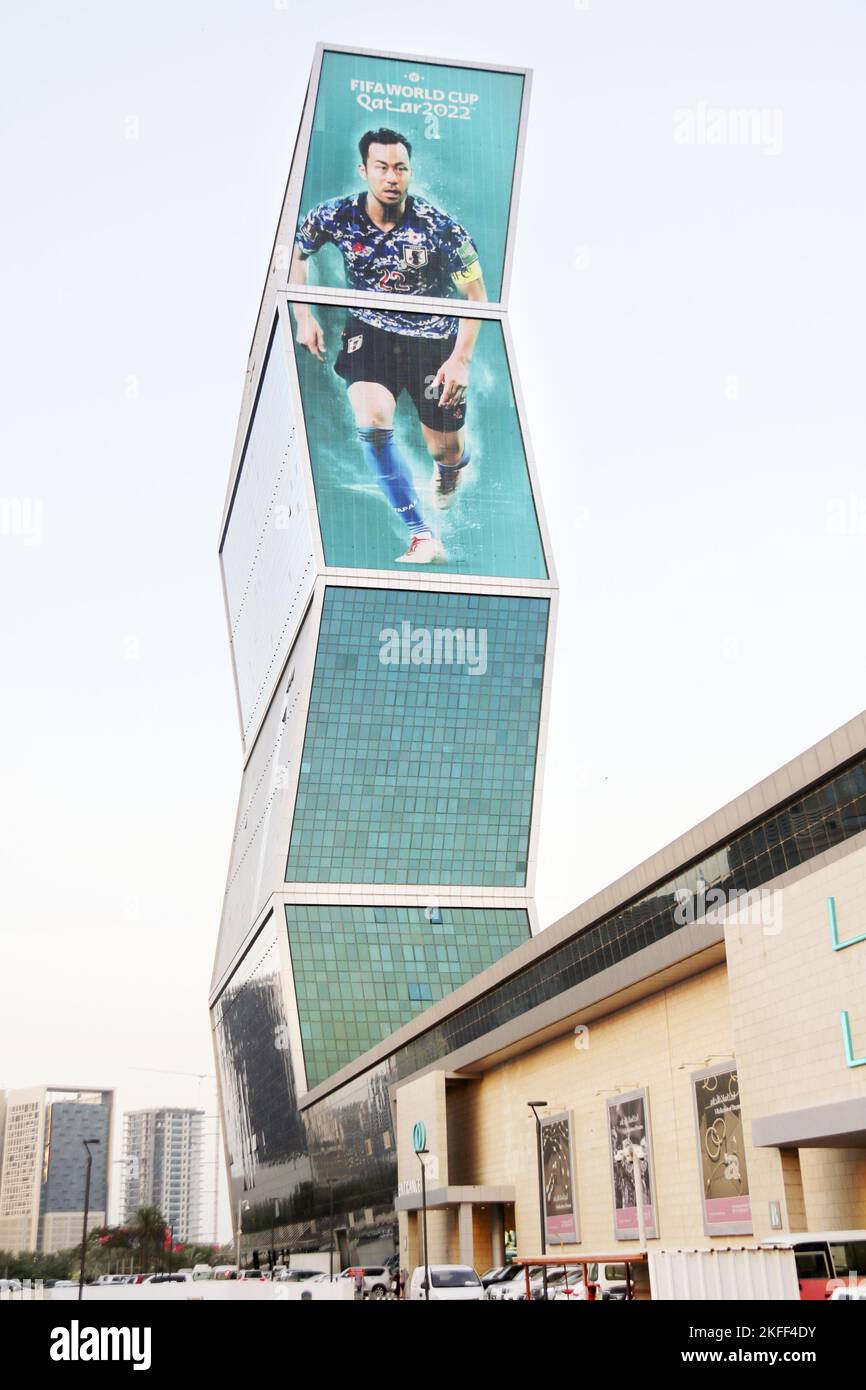 Doha, Qatar, Nov. 16, 2022. Japan captain Maya Yoshida appears on a ...