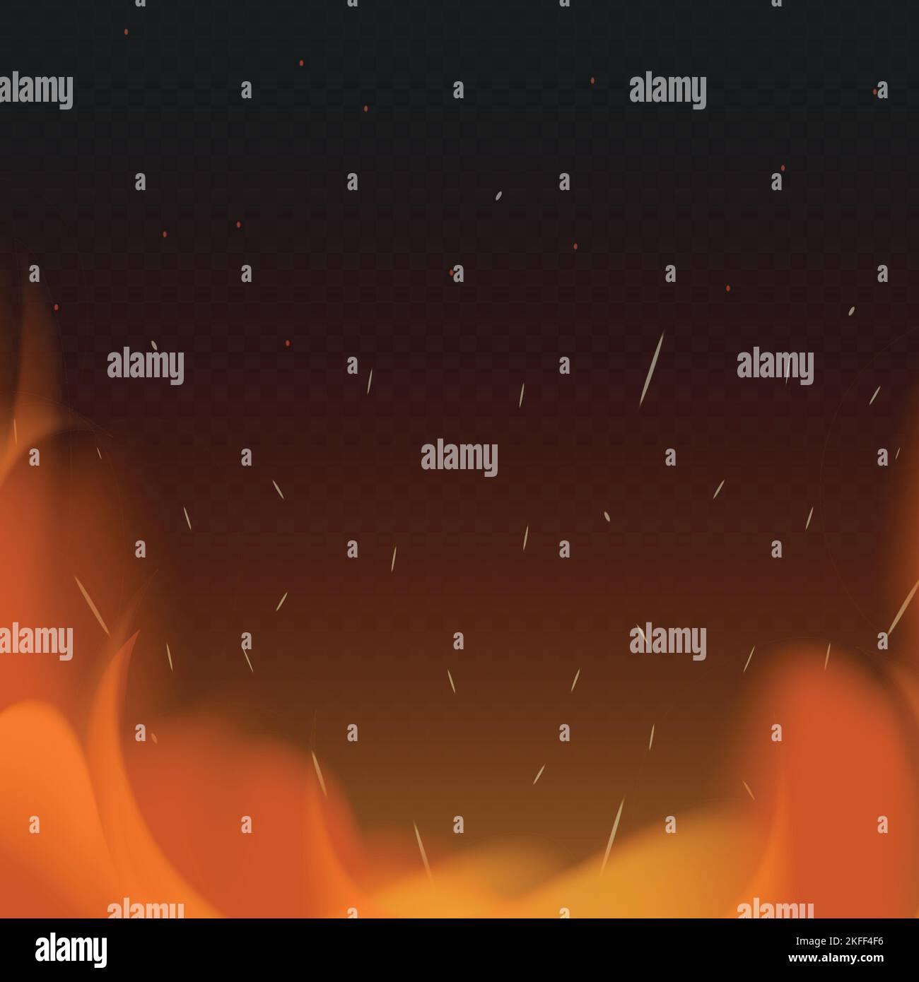 Realistic red-yellow fire on a dark background - Vector illustration ...