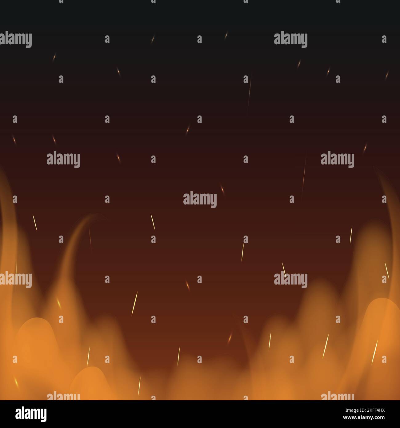 Realistic red-yellow fire on a dark background - Vector illustration ...