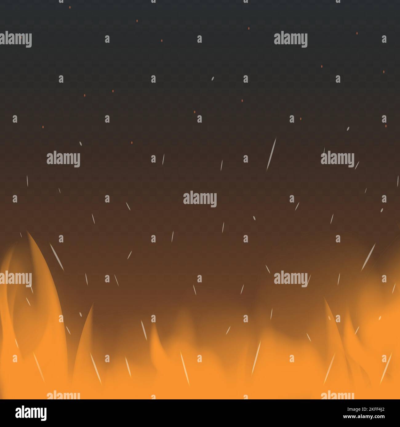 Realistic red-yellow fire on a dark background - Vector illustration ...