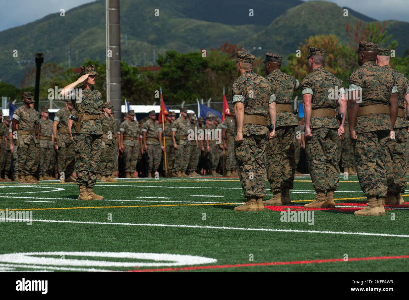 U.S. Marines with 3d Marine Division participate in a battle colors ...