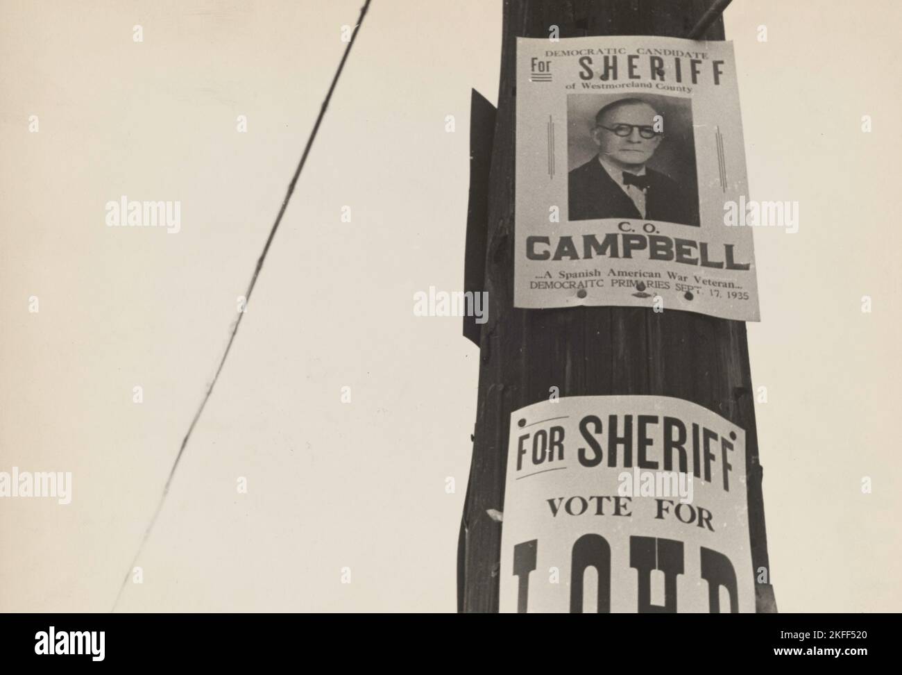 Election posters. Westmoreland, Pennsylvania, 1935 Stock Photo - Alamy