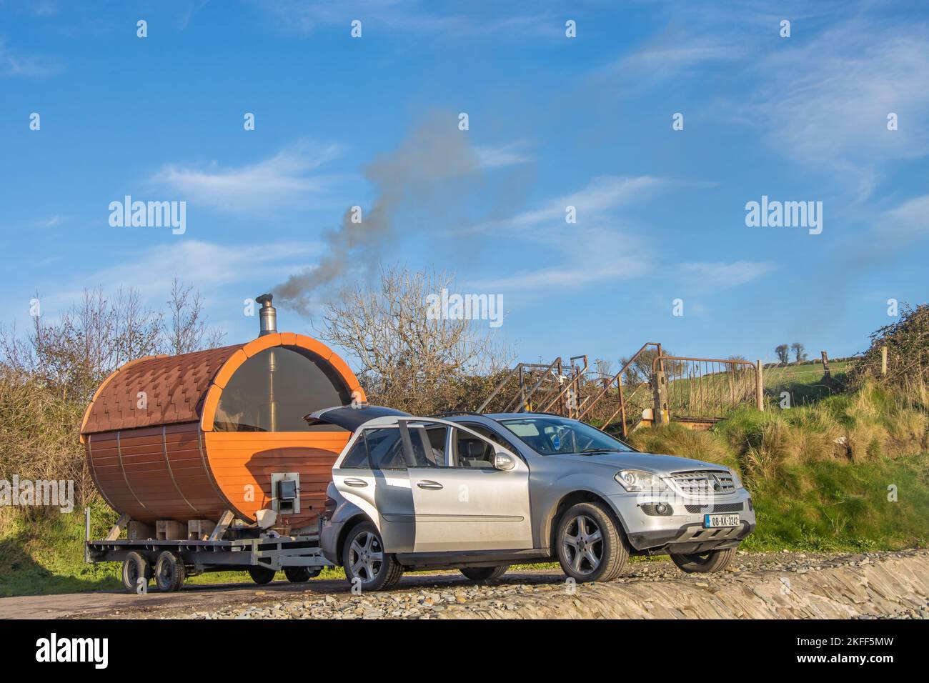 Mobile Sauna Broadstrand, Courtmacsherry, West Cork, Ireland Stock ...
