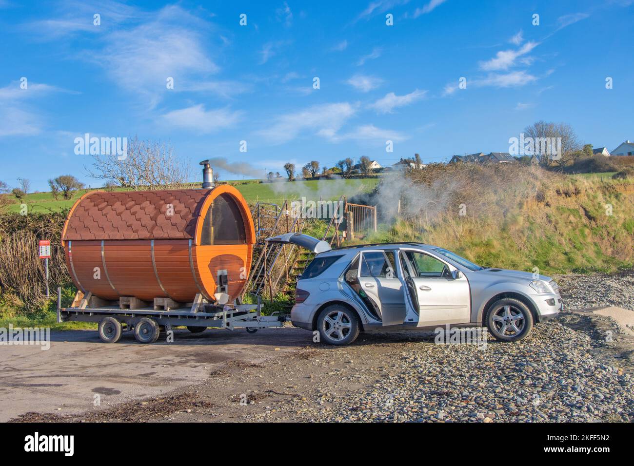 Mobile Sauna Broadstrand, Courtmacsherry, West Cork, Ireland Stock ...