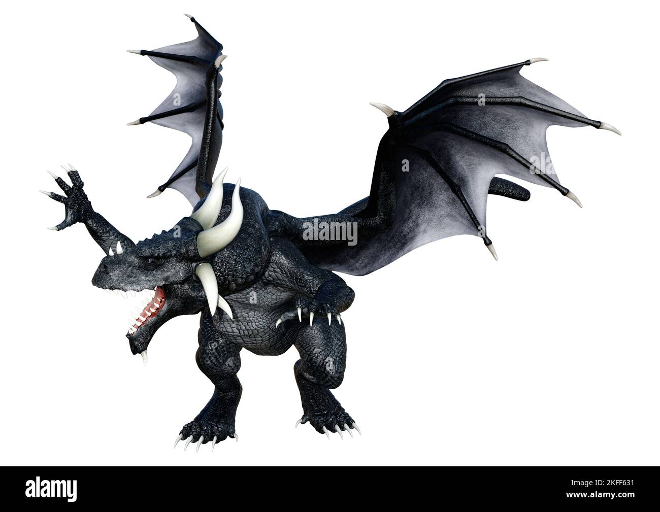 3D rendering of a fantasy dragon isolated on white background Stock ...