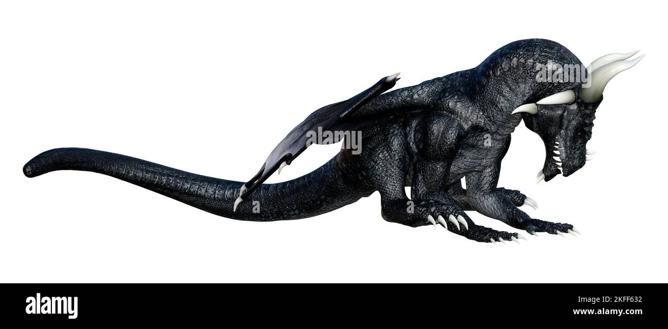 3D rendering of a fantasy dragon isolated on white background Stock ...