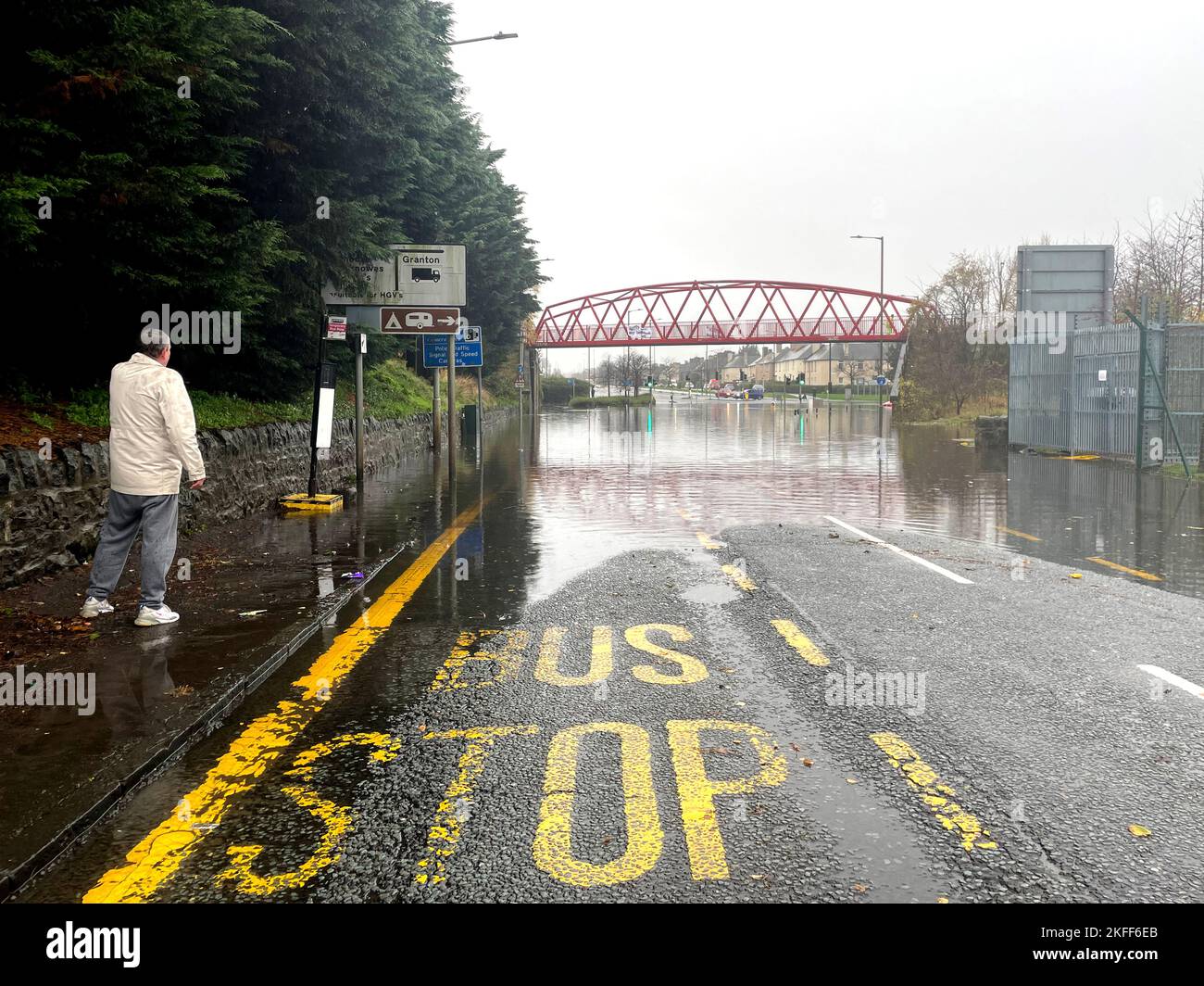 A general view of flooding in Edinburgh, as an amber weather warning in ...