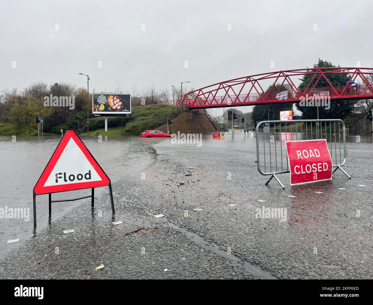 A general view of flooding in Edinburgh, as an amber weather warning in ...