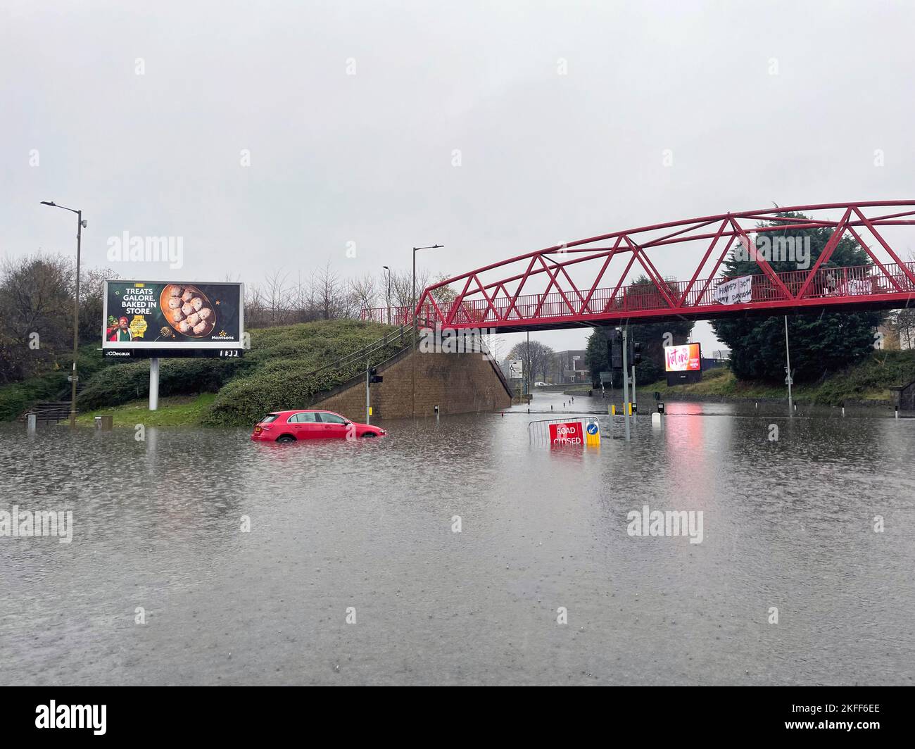 A general view of flooding in Edinburgh, as an amber weather warning in ...