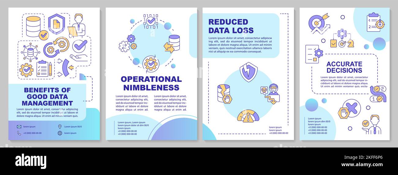 Benefits of good information management blue brochure template Stock ...