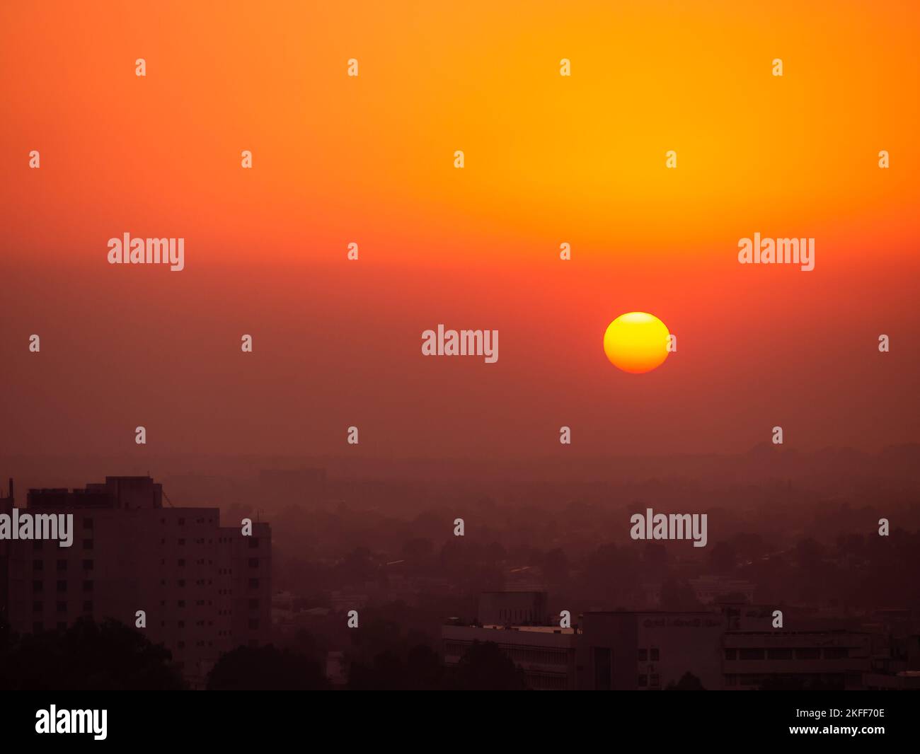 Stunning sunset over the Pakistani Capital Islamabad on a summer night ...