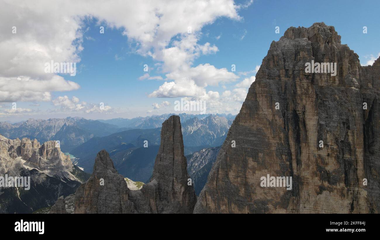 A beautiful shot of high mountain peaks with cloudy sky Stock Photo - Alamy
