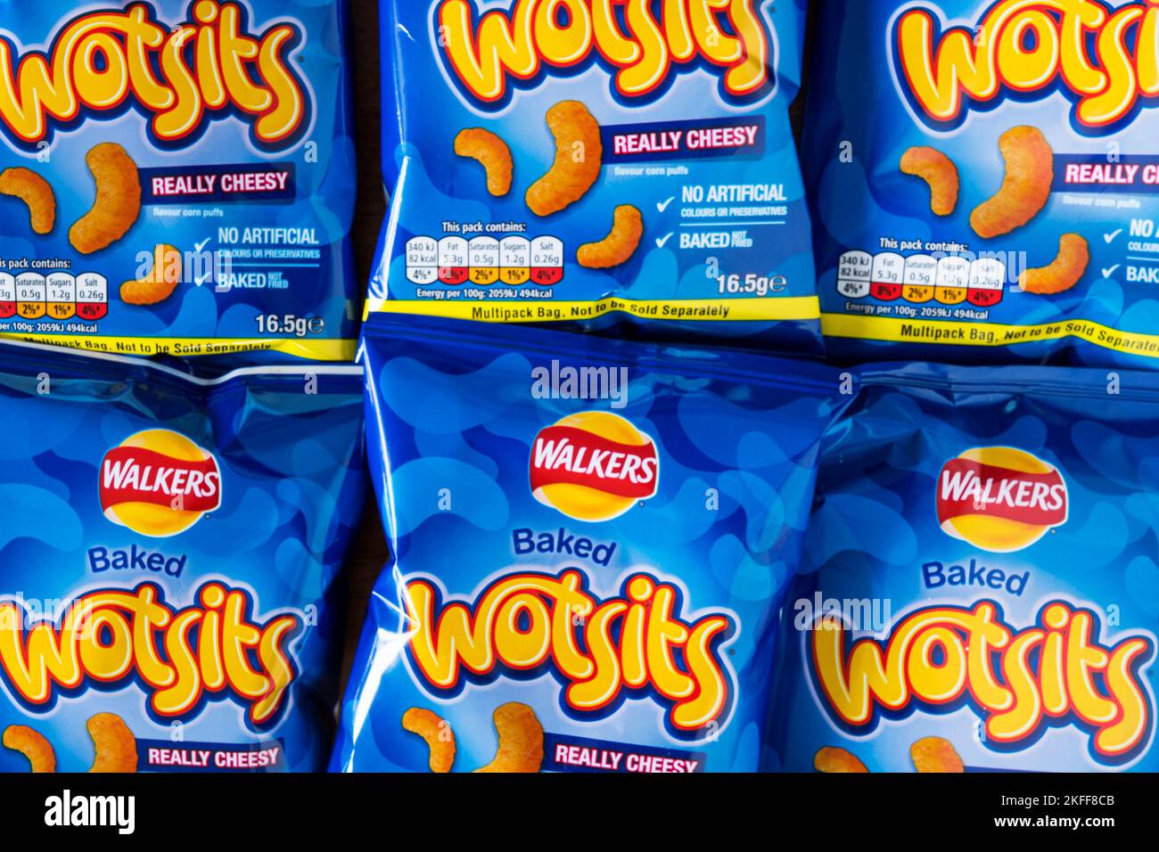 Packets of cheese flavour Wotsits, made by Walkers Stock Photo - Alamy