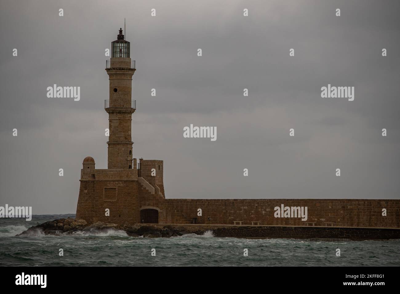 The view of the lighthouse of Chania Stock Photo - Alamy