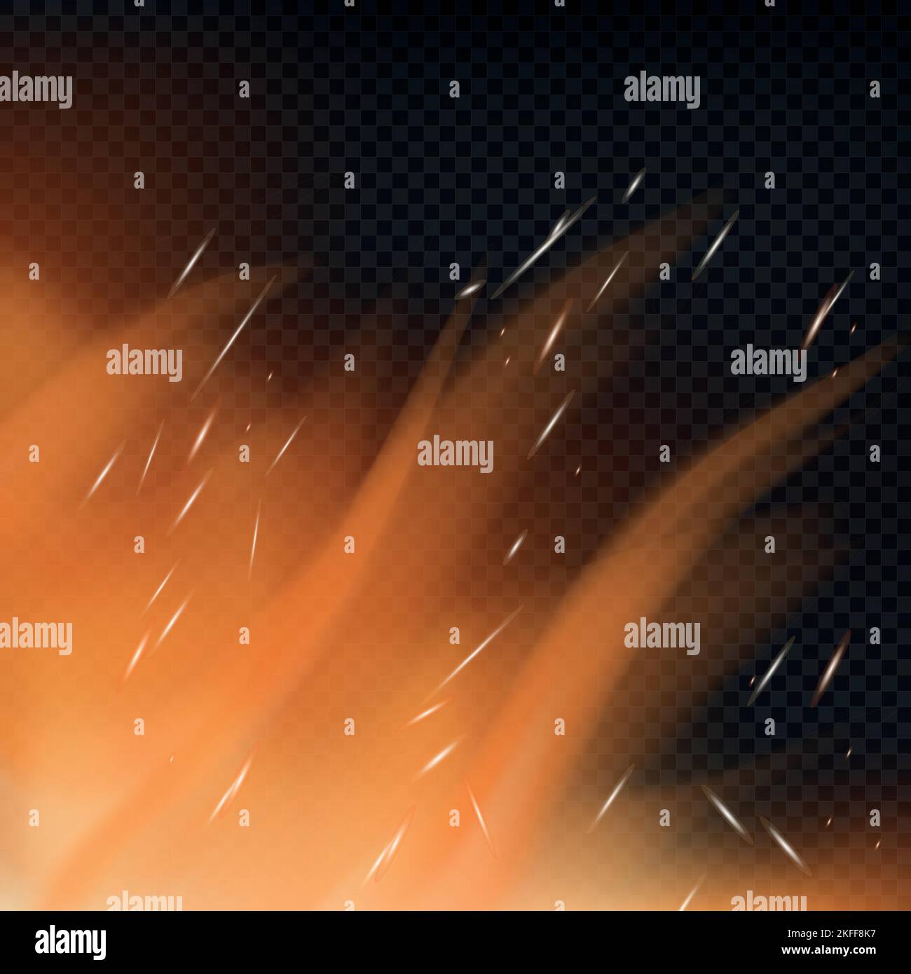 Realistic red-yellow fire on a dark background - Vector illustration ...