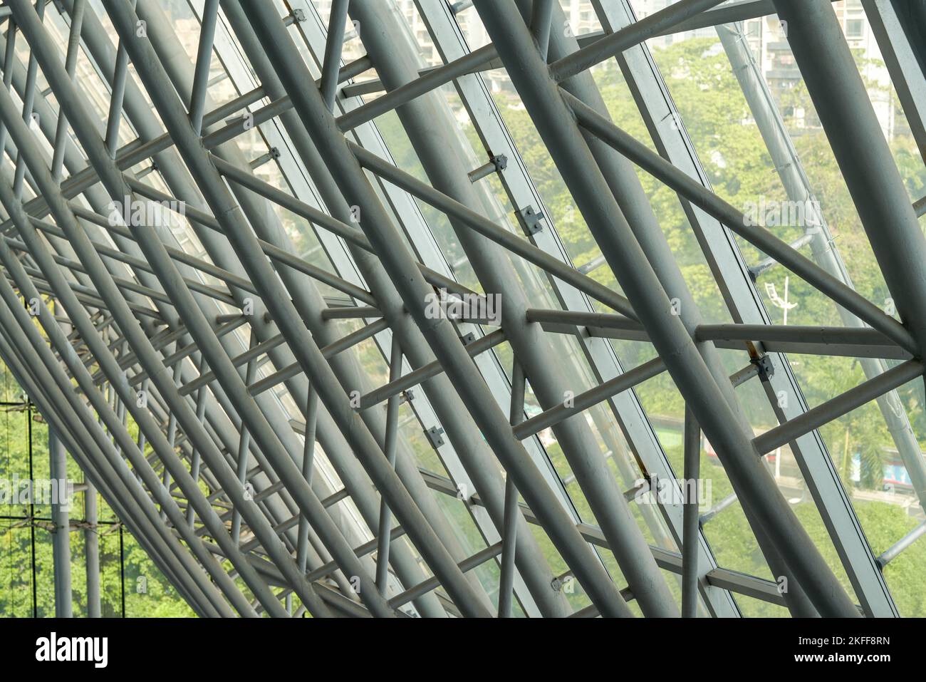 Close-up of a steel structure dome in a modern building interior Stock ...
