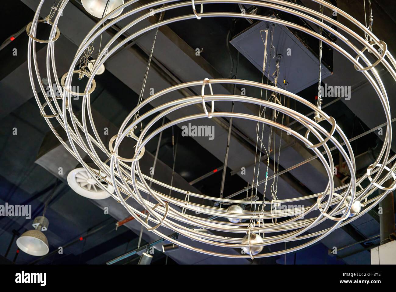 Teaching model circular track and steel ball suspended indoors Stock ...