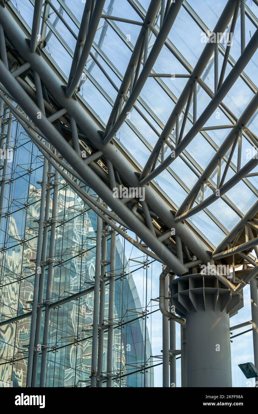 Close-up of a steel structure dome in a modern building interior Stock ...