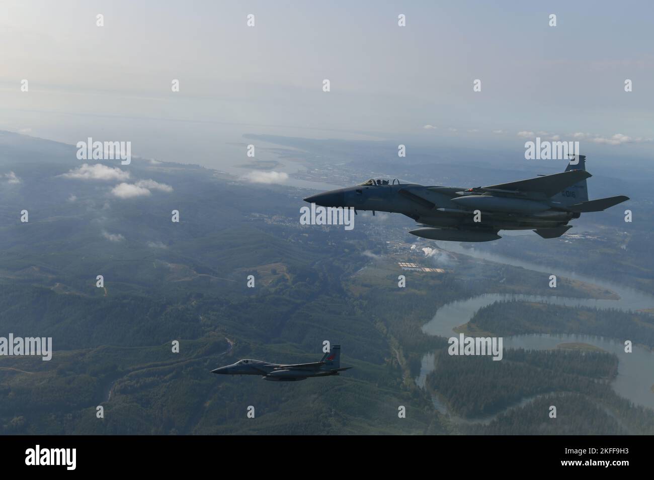 Two U.S. Air Force F-15C Eagles from the 142nd Fighter Wing, Portland ...
