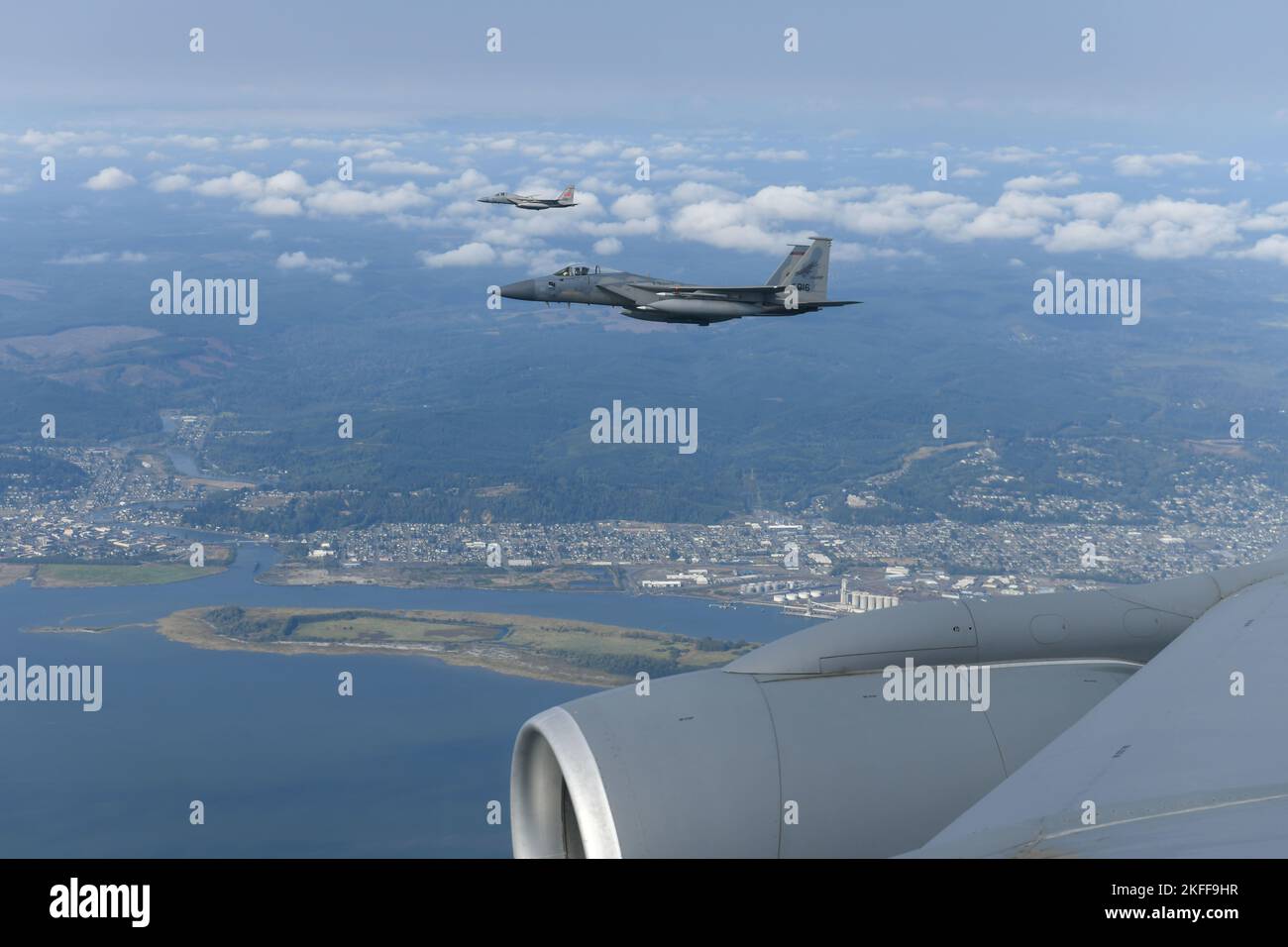 Two U.S. Air Force F-15C Eagles from the 142nd Fighter Wing, Portland ...