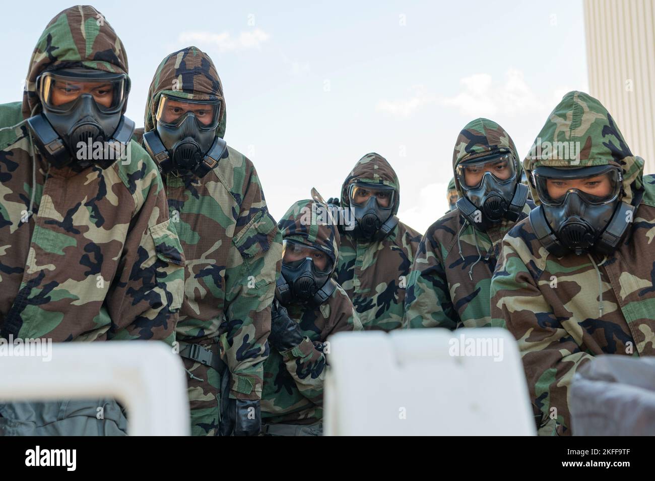 Airmen prepare to move through a Mission Oriented Protective Posture ...
