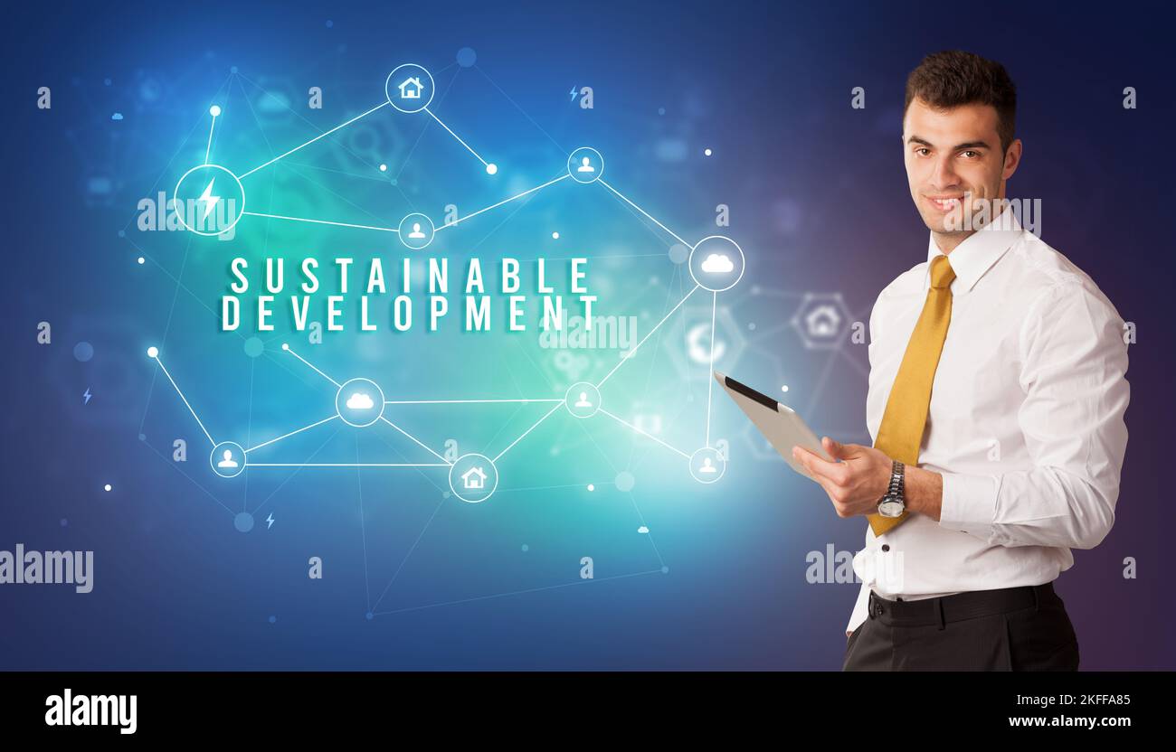 Businessman thinking about technology concept Stock Photo - Alamy