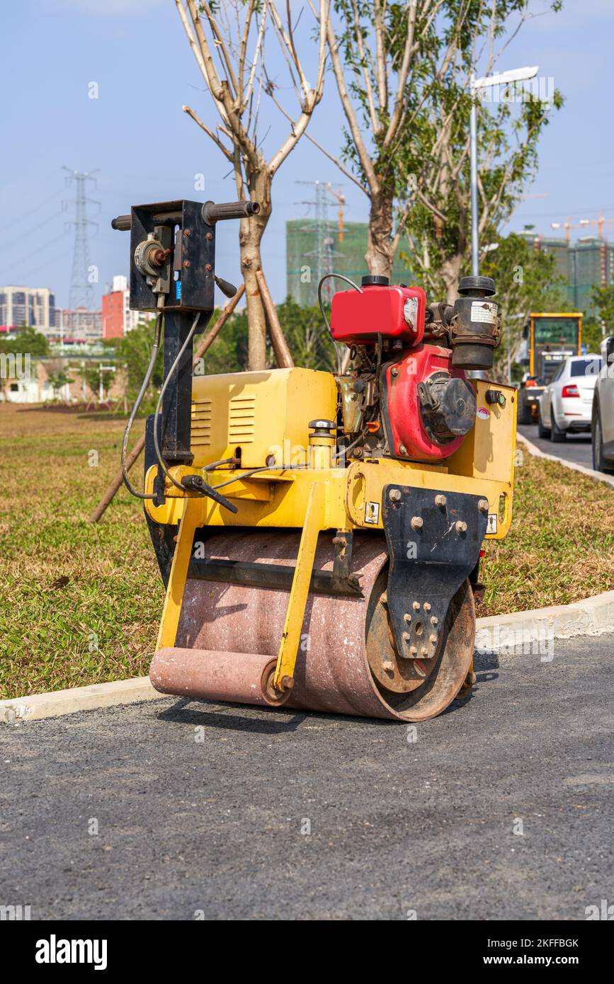 Close up heavy vibration roller hi-res stock photography and images - Alamy
