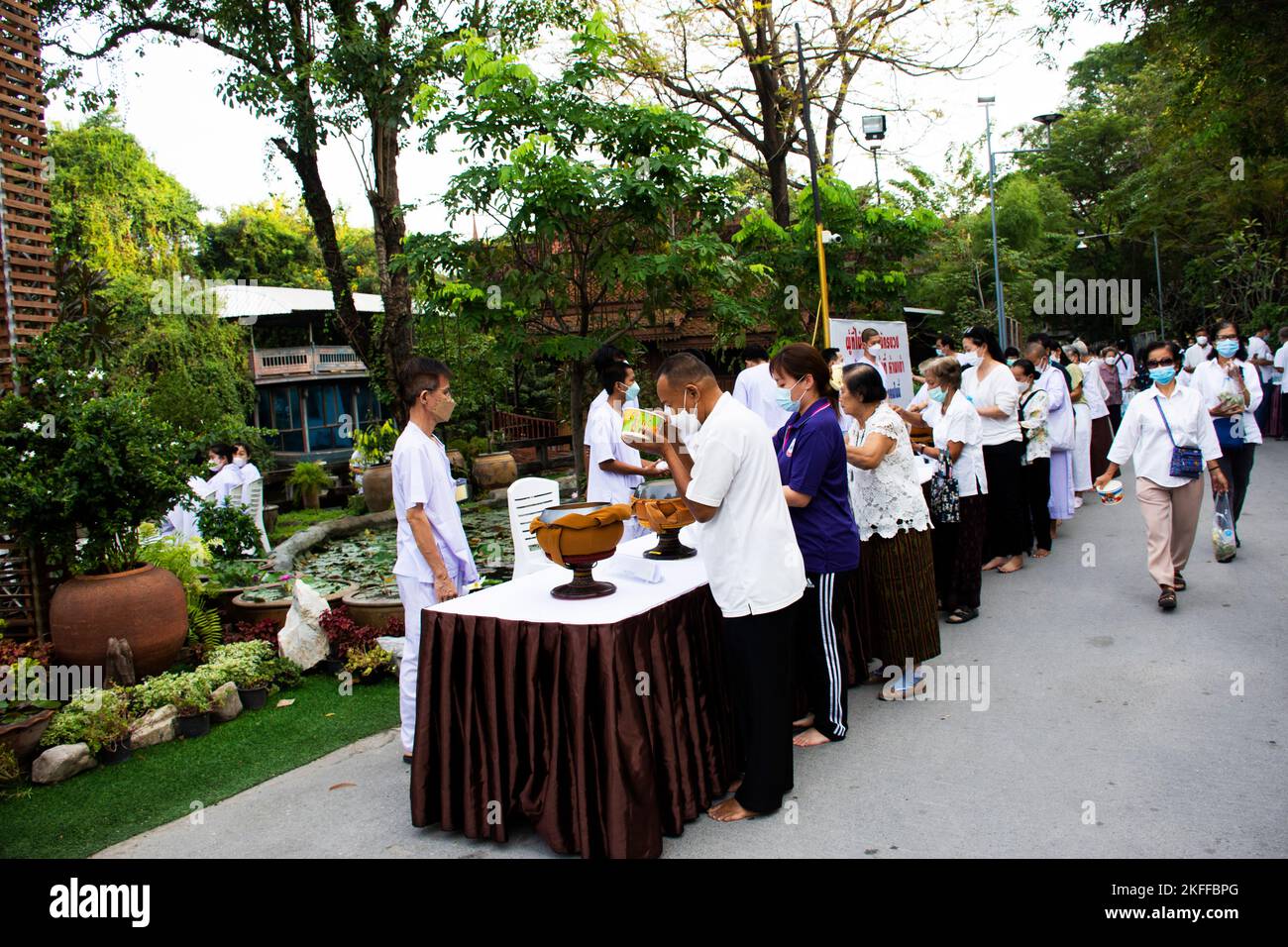 Thai people and practitioner observe religious or practice dharma join ...