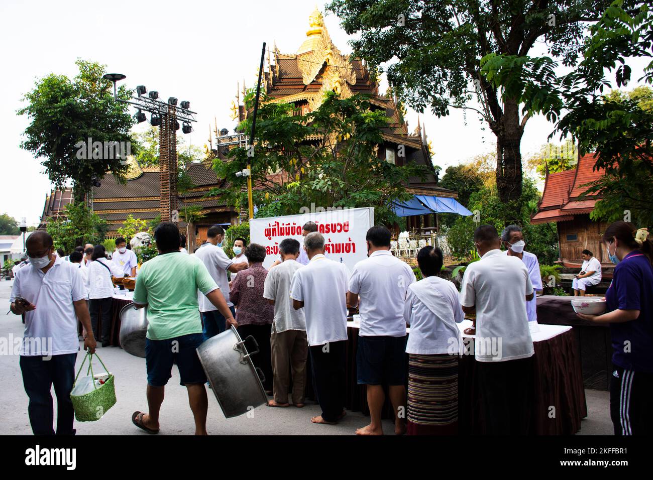 Thai people and practitioner observe religious or practice dharma join ...