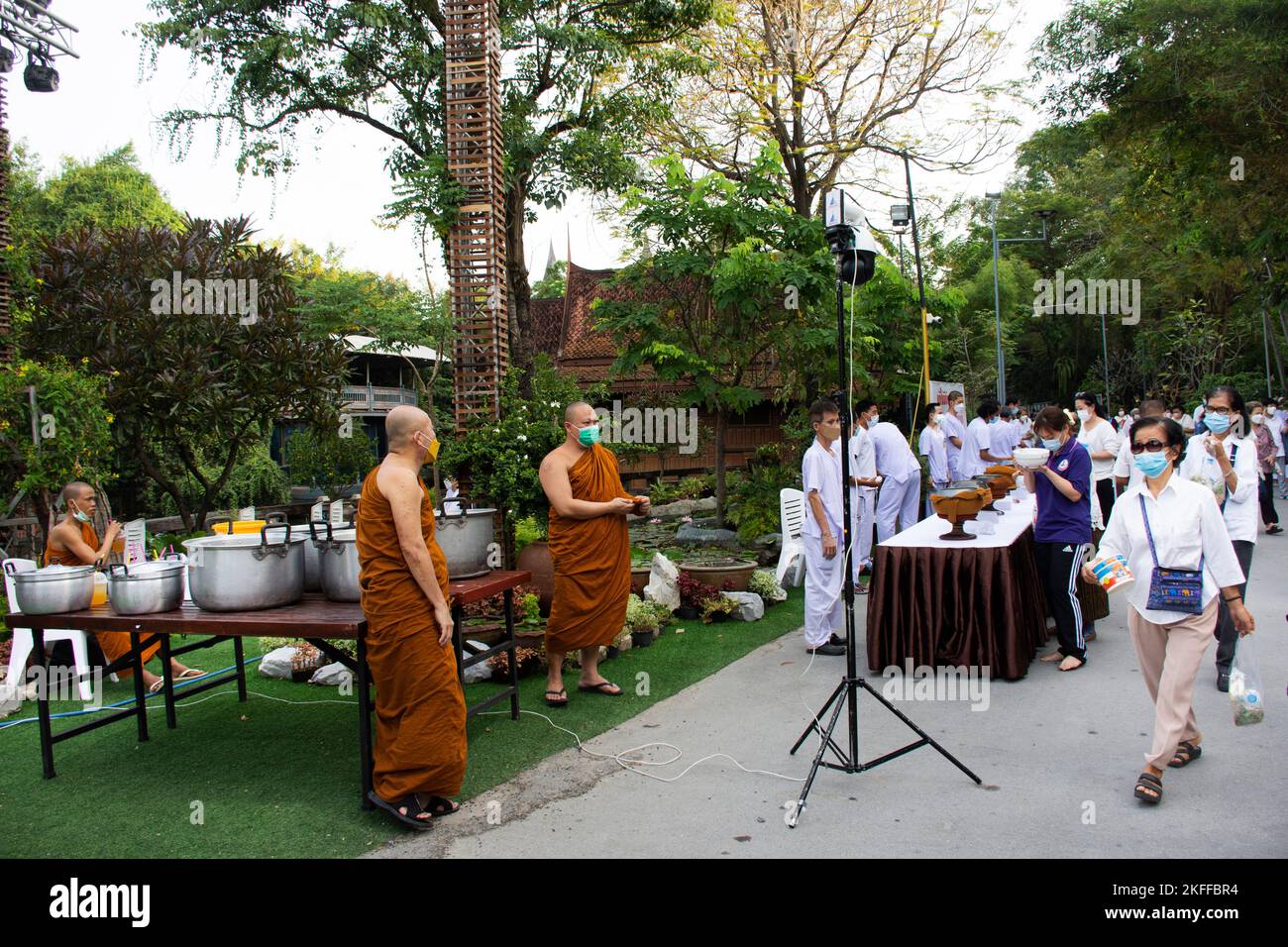 Thai people and practitioner observe religious or practice dharma join ...